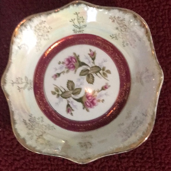 Dining | Vintage Iridescent Red Rose Dish Made In Japan | Poshmark